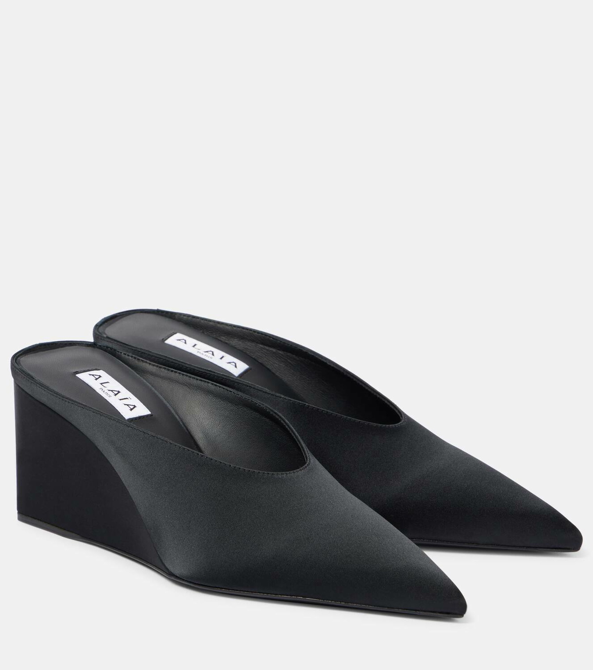Alaïa Cube 75 satin wedge mules ALAÏA