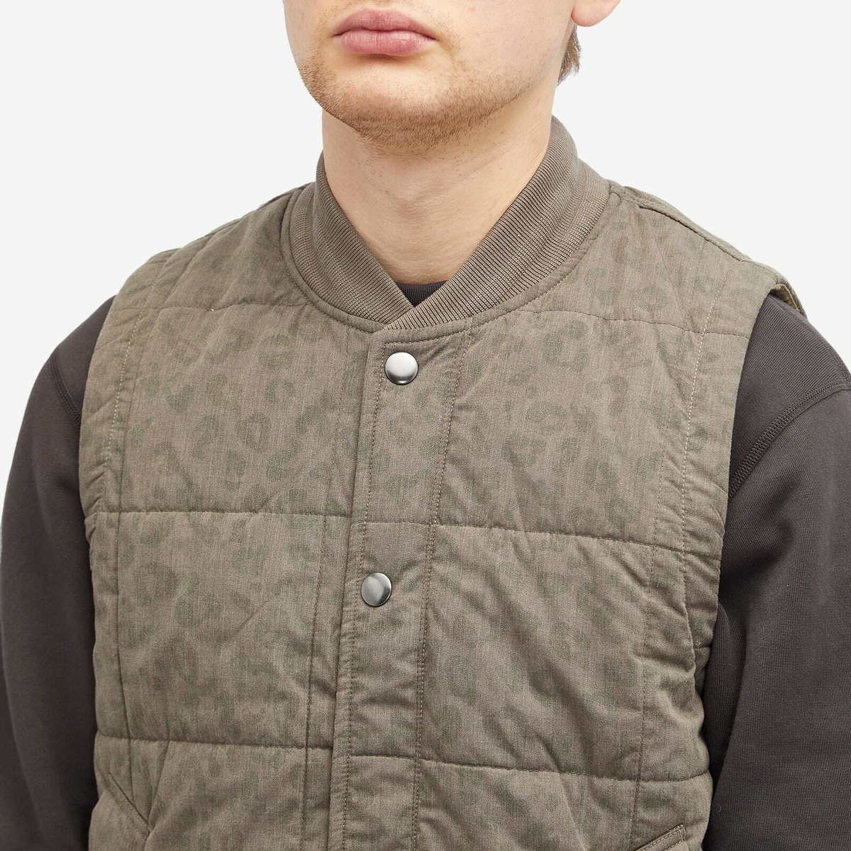 Universal Works Men's Leopard Poly Tech Carlton Gilet in Sand Universal ...