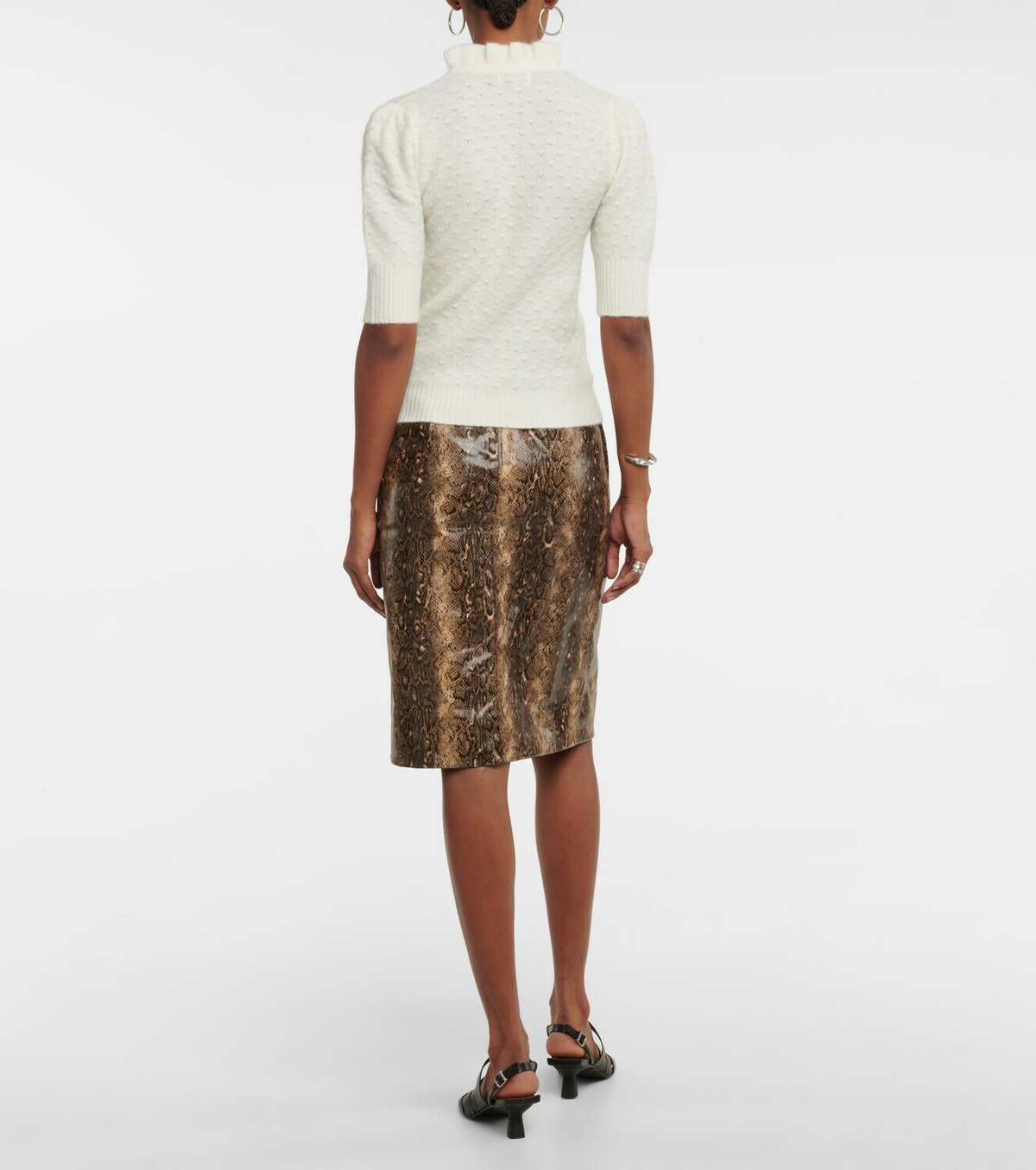 Ganni - Pointelle knit wool-blend top GANNI