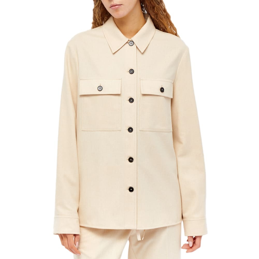 Jil Sander Women's Plus Wool Flannel Shirt Jacket in Quinoa Jil Sander