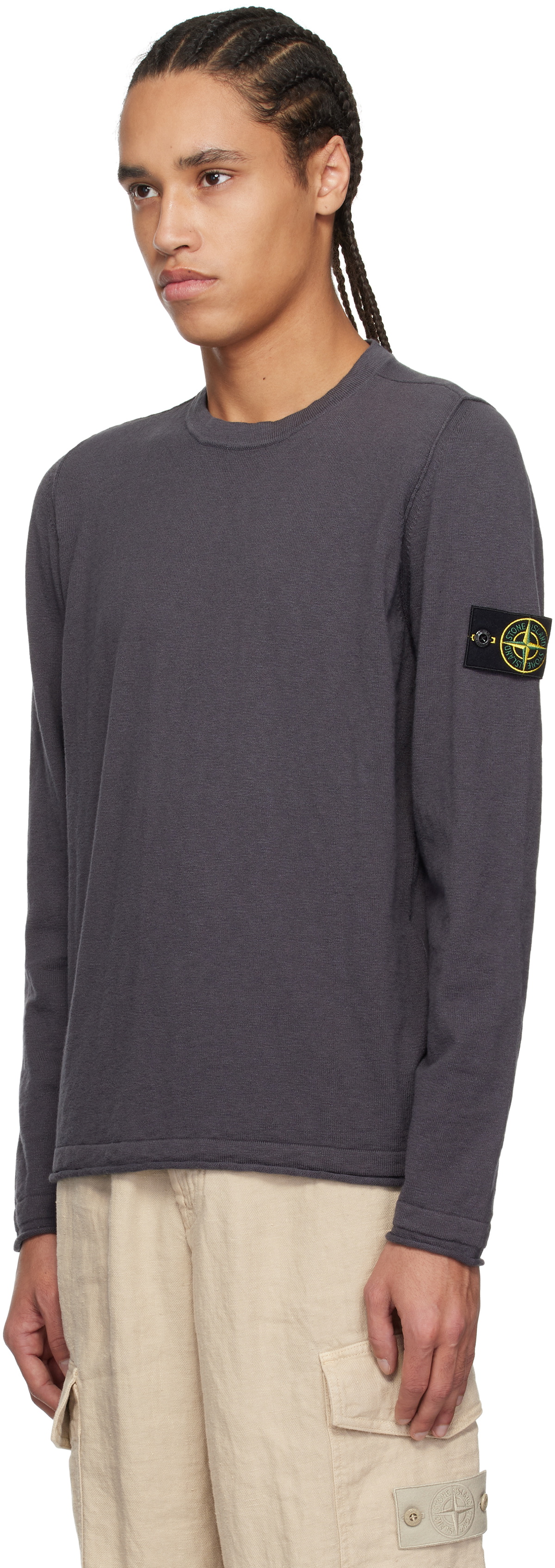 Stone Island Gray Organic Cotton & Nylon Sweater Stone Island