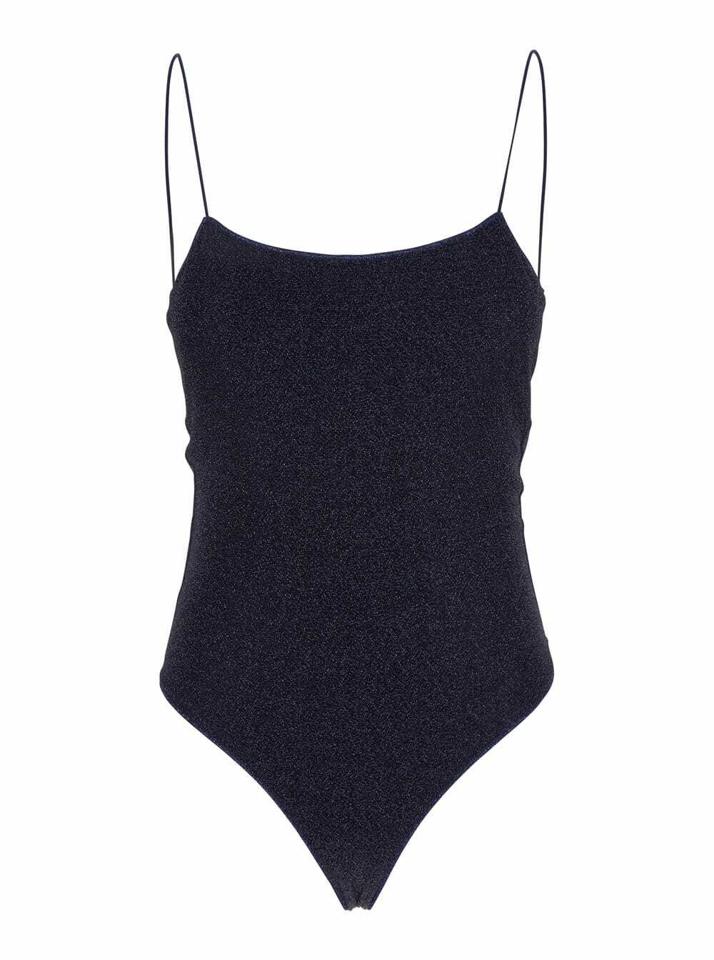 Oseree lumière Maillot Blue Swimsuit With Open Back In Lurex Woman Oseree