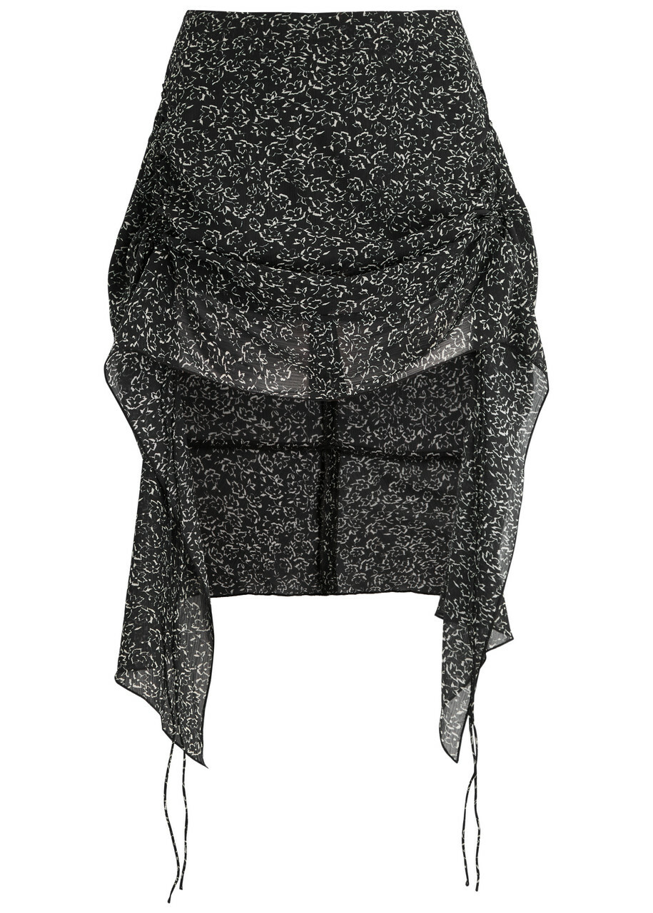 Knwls Aldra Floral-print Chiffon Mini Skirt Black KNWLS