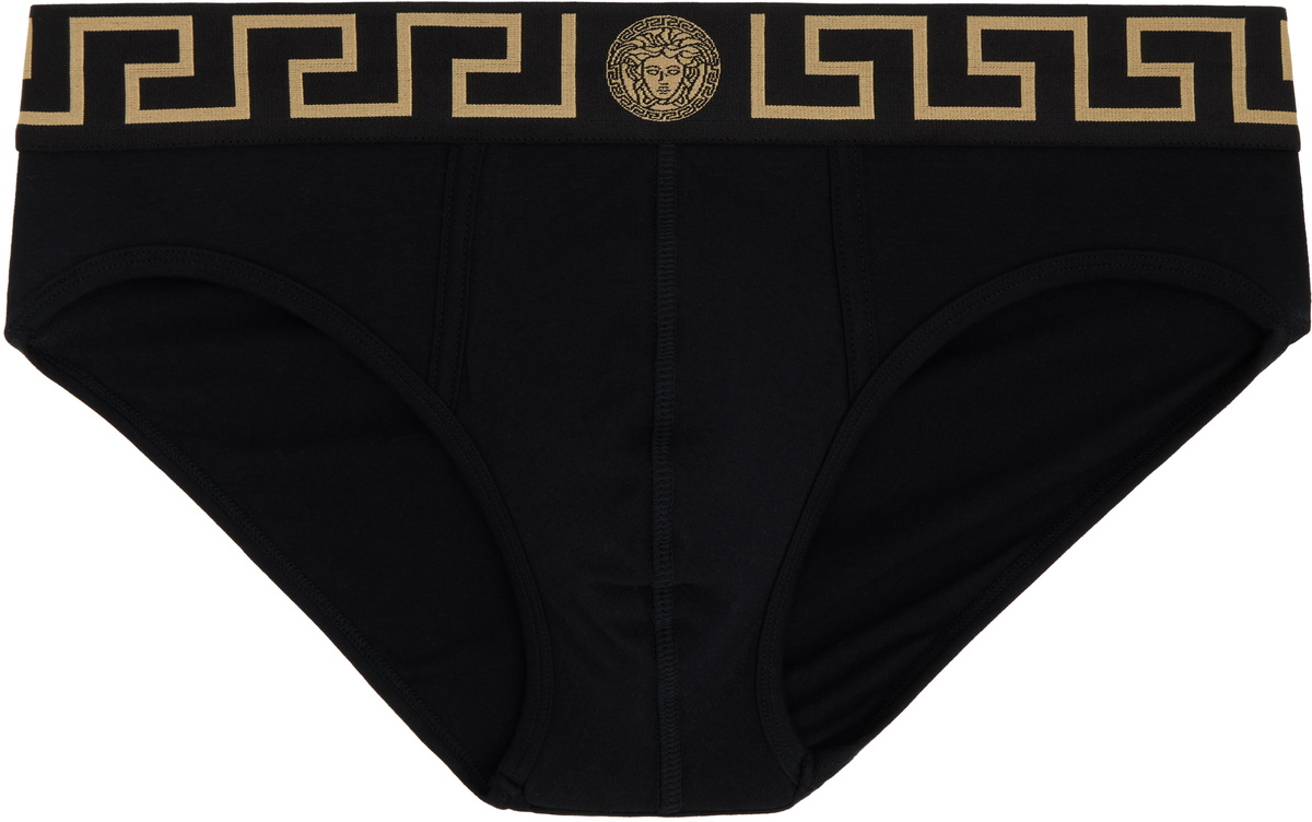 Versace Underwear Two-Pack Black & White Greca Border Briefs Versace ...