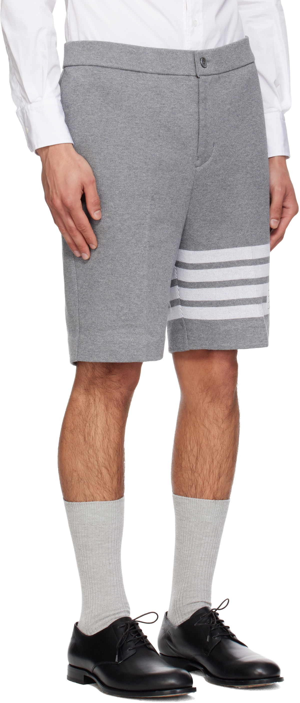 Thom Browne Gray Double Face Knit 4-Bar Bermuda Shorts Thom Browne