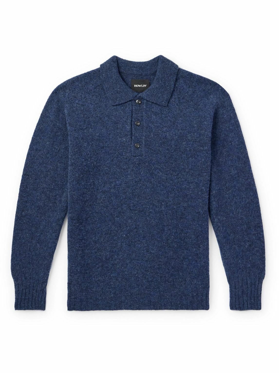 Howlin' - Ghost Pressure Brushed-Wool Polo Shirt - Blue Howlin' by Morrison