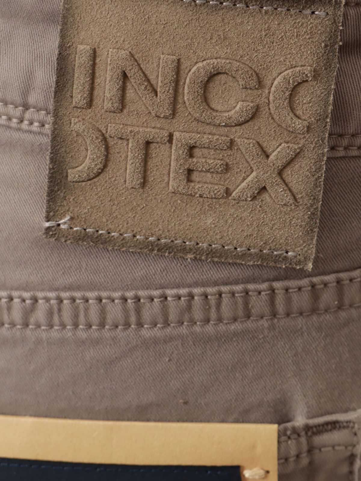 Incotex Stretch Cotton Trouser With Back Suede Logo Patch Incotex