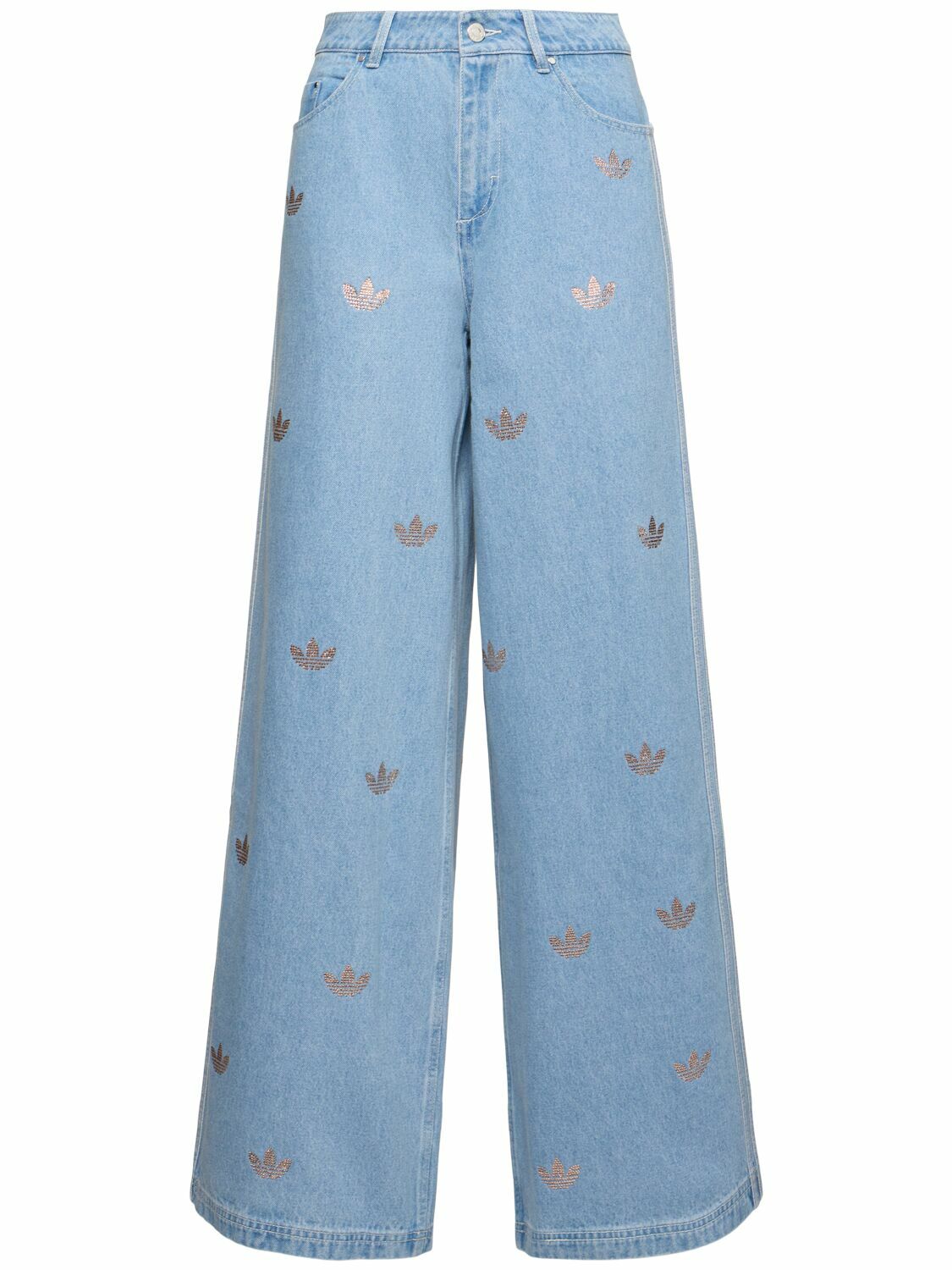 ADIDAS ORIGINALS Logo Cotton Denim Wide Jeans adidas Originals