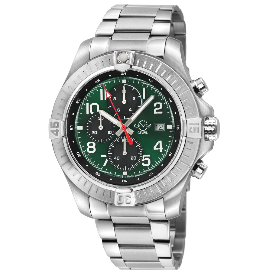 GV2 by Gevril T38 Chronograph Quartz Green Dial Mens Watch 42802B GV2 ...