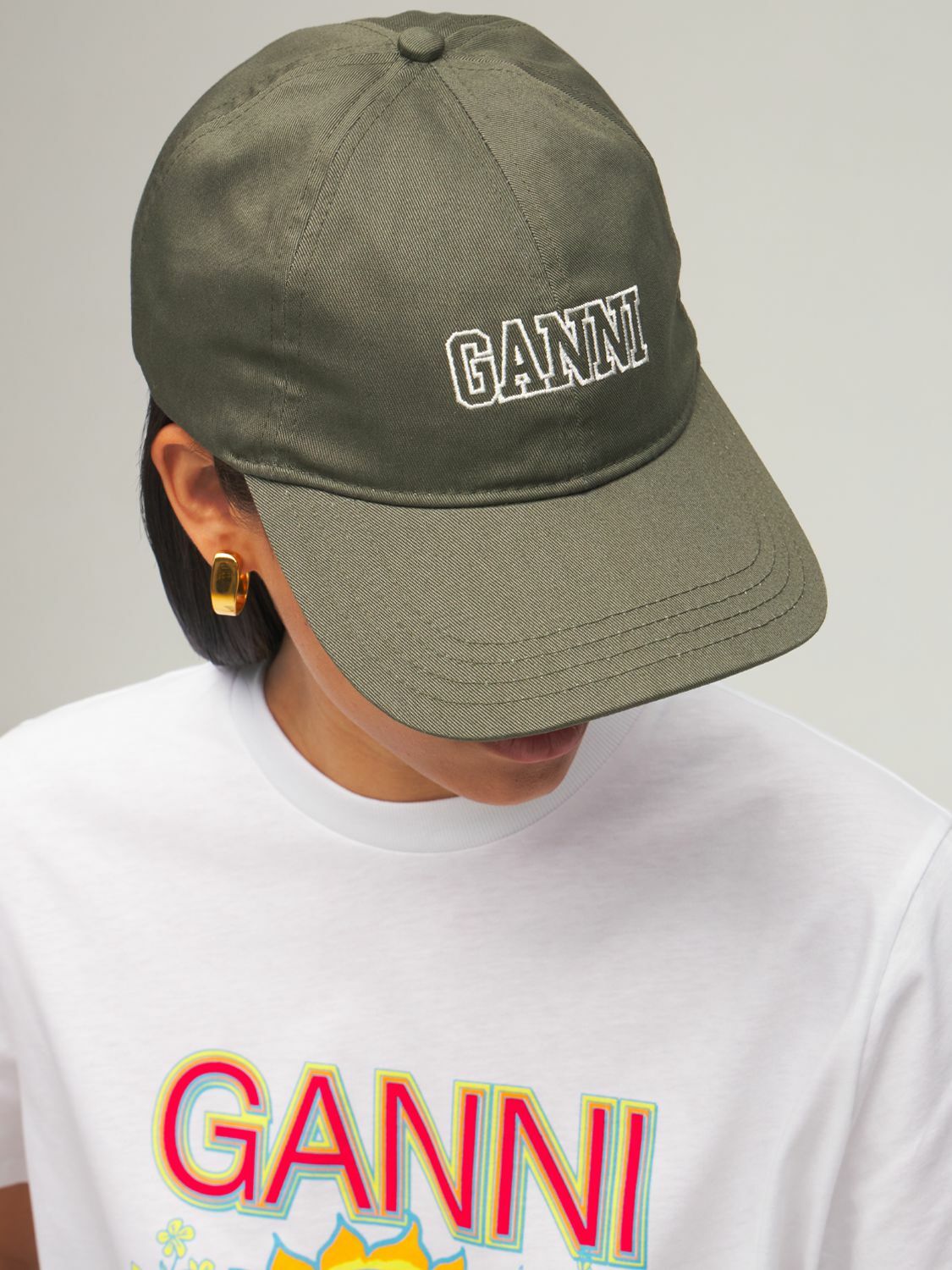 GANNI Logo Organic Cotton Cap GANNI