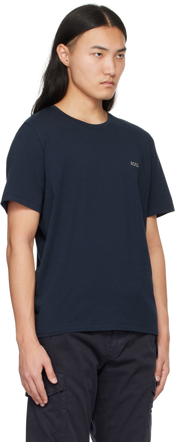 BOSS Navy Embroidered T-Shirt BOSS