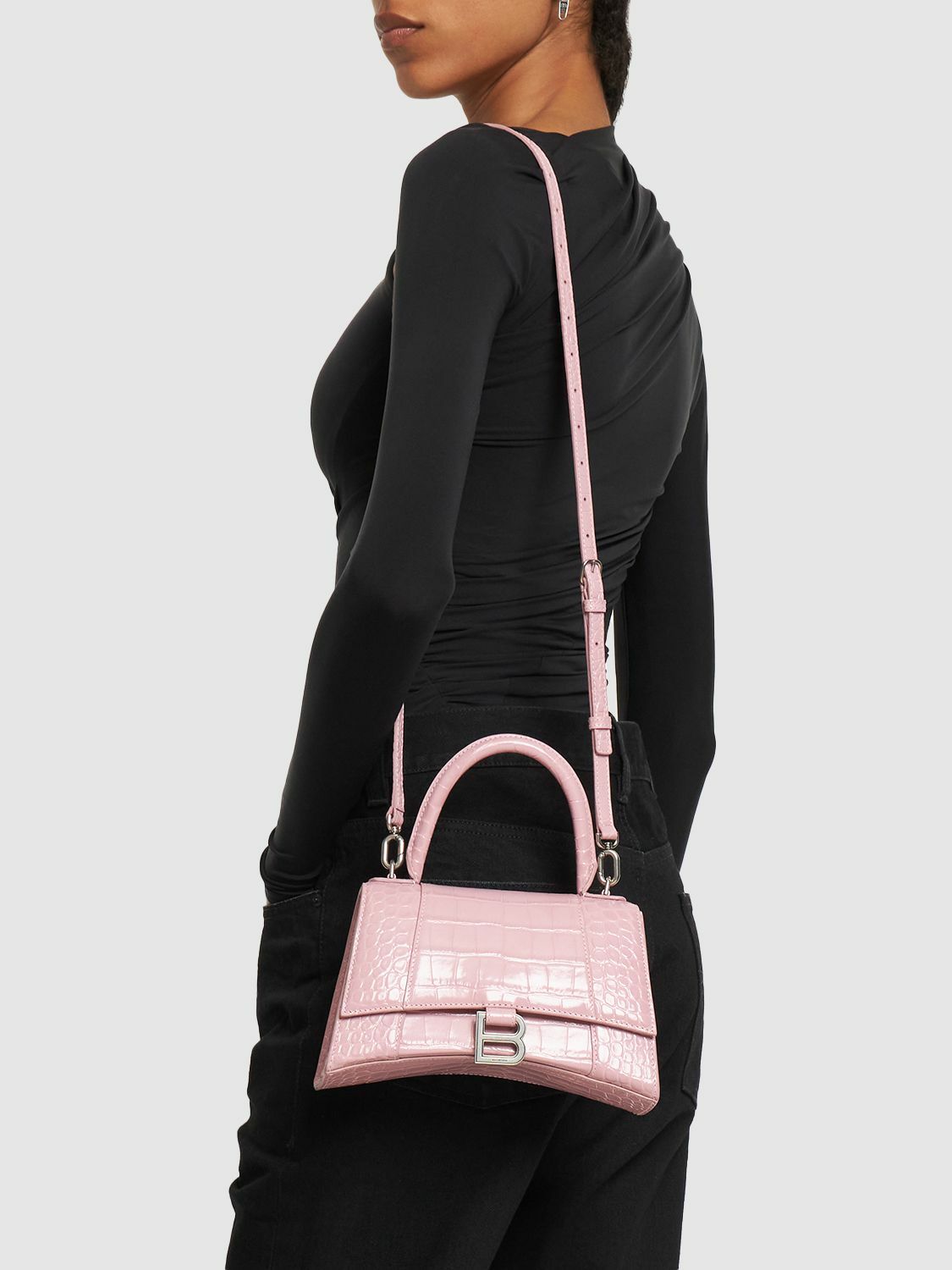 BALENCIAGA - Small Hourglass Embossed Leather Bag Balenciaga