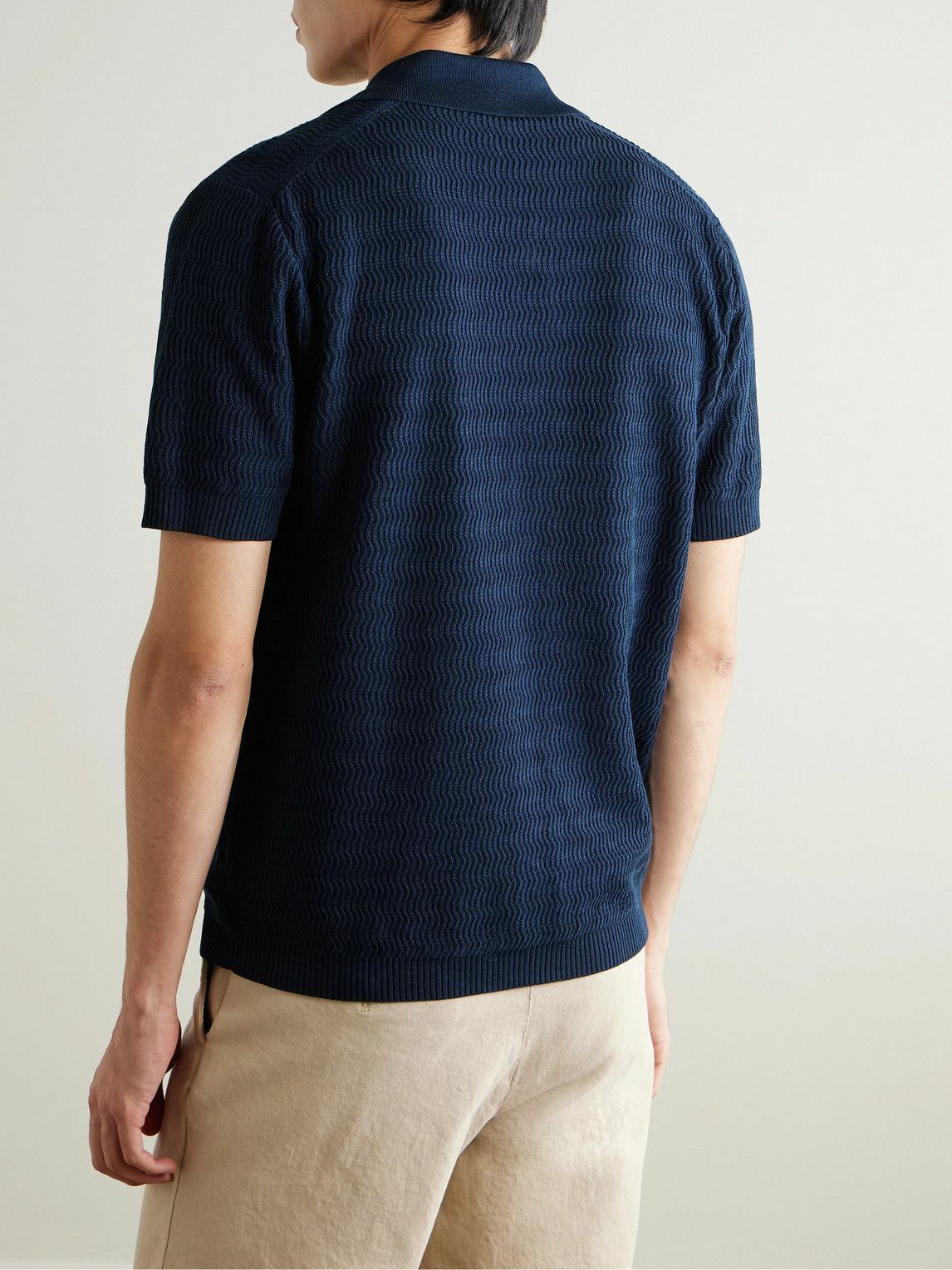 Mr P. - Textured-Knit Cotton Shirt - Blue Mr P.