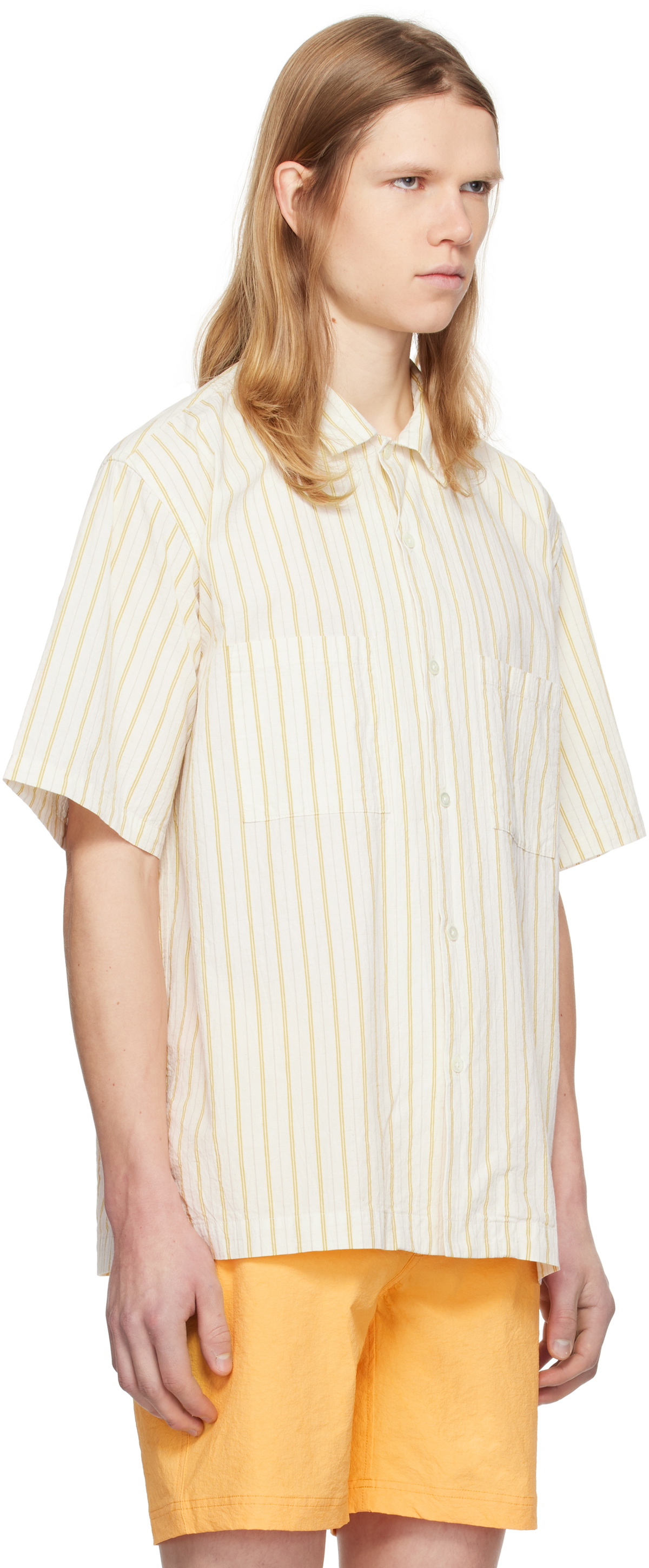 Pilgrim Surf + Supply White & Yellow Johnny Stripe SS Shirt Pilgrim ...