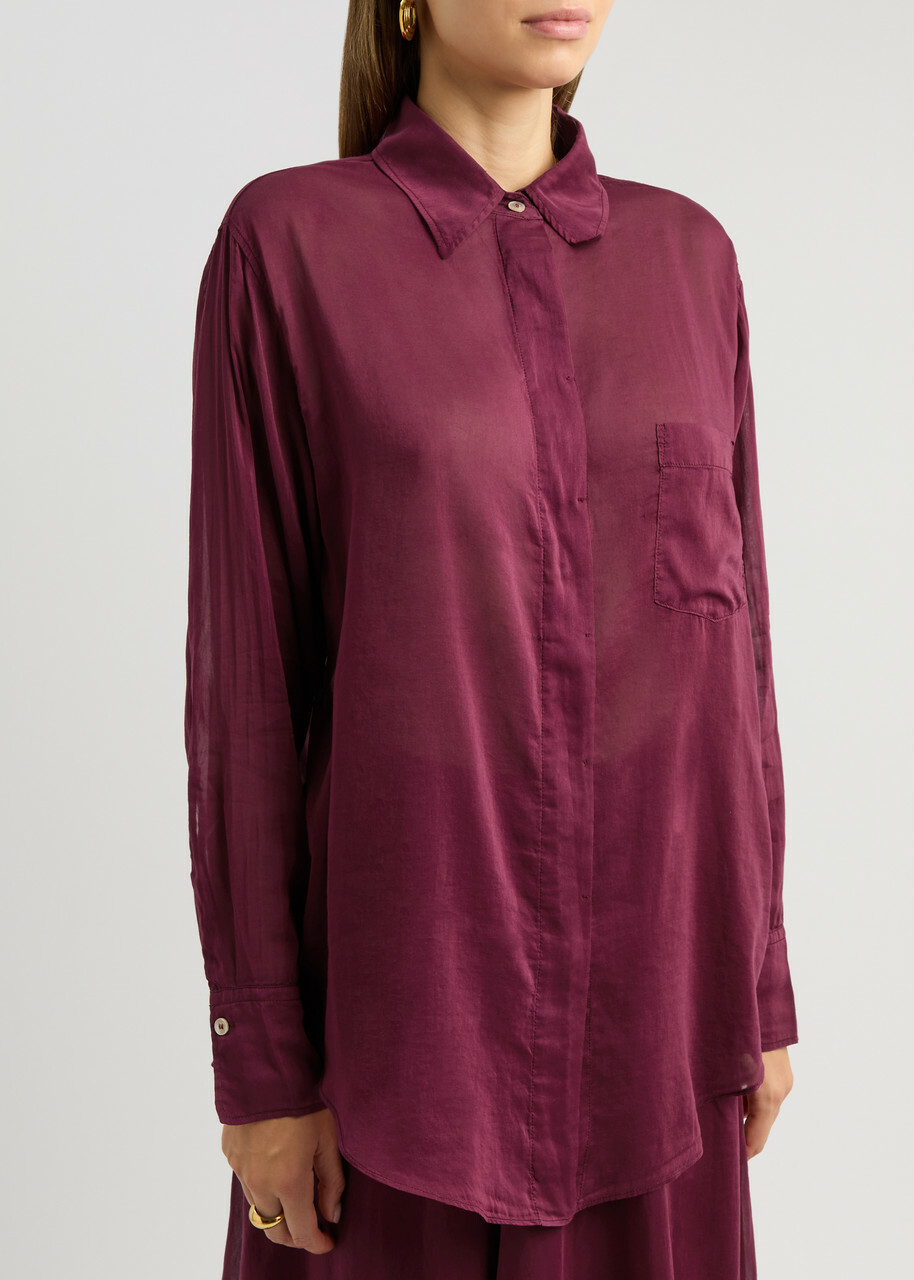 Forte_forte Cotton-blend Voile Shirt Dark Purple Forte Forte