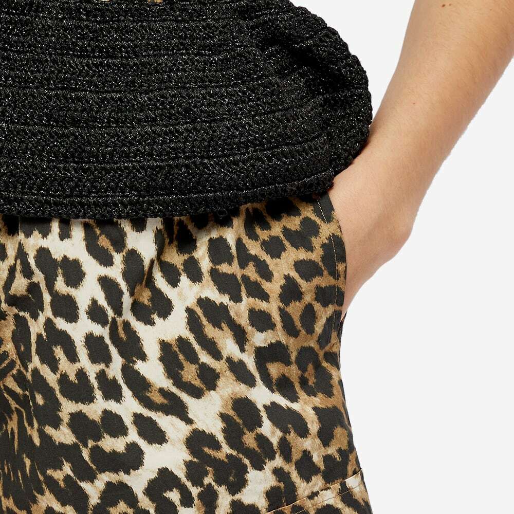 GANNI Women's Elasticated Short in Big Leopard/Almond Milk GANNI