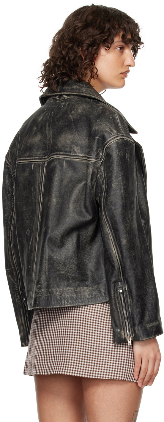 Acne Studios Black Faded Leather Jacket Acne Studios