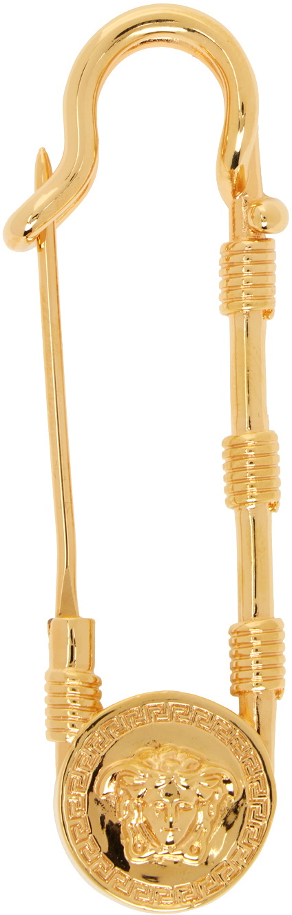 Versace Gold Safety Pin Brooch Versace