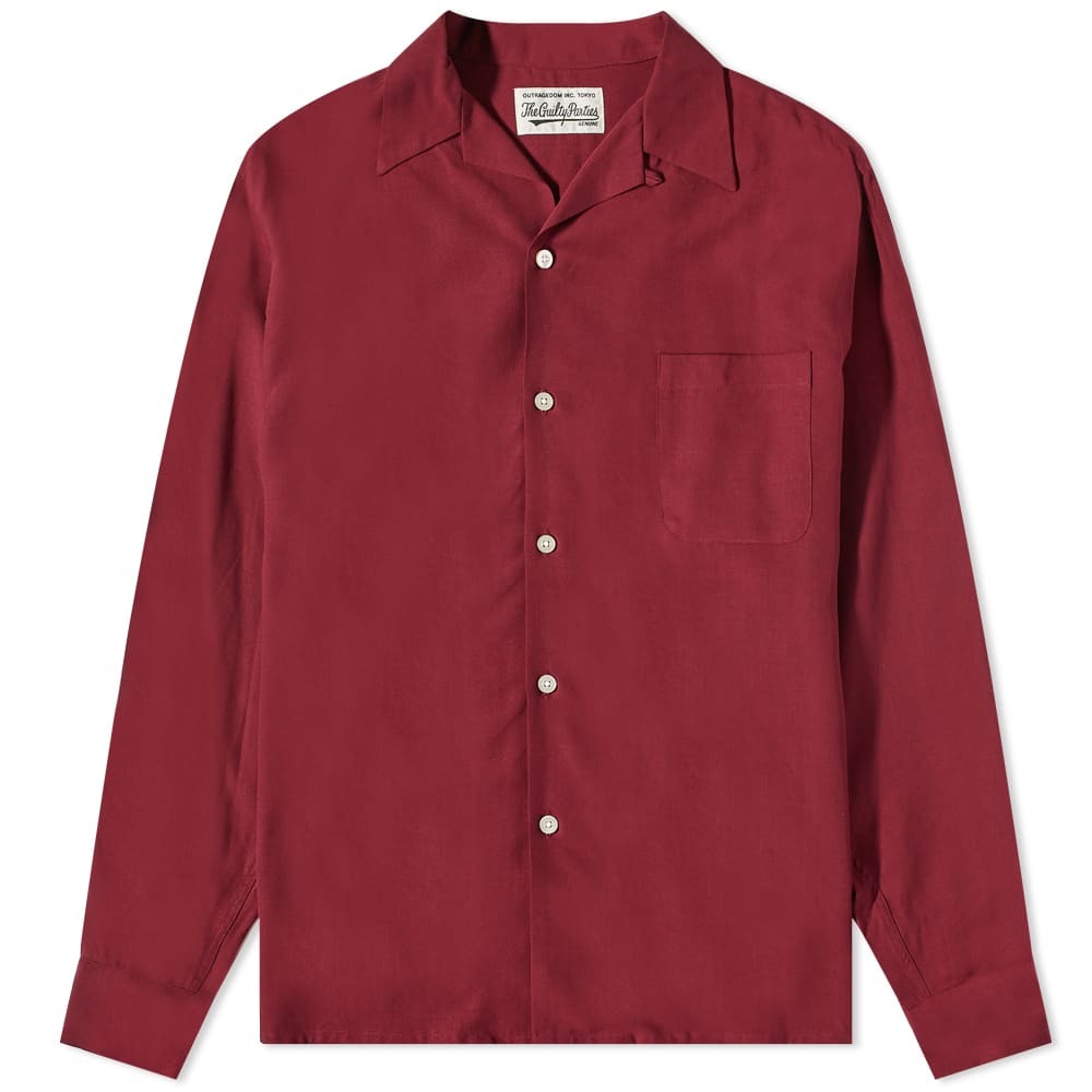Wacko Maria Men's Chain Stitch Logo Shirt in Burgundy Wacko Maria