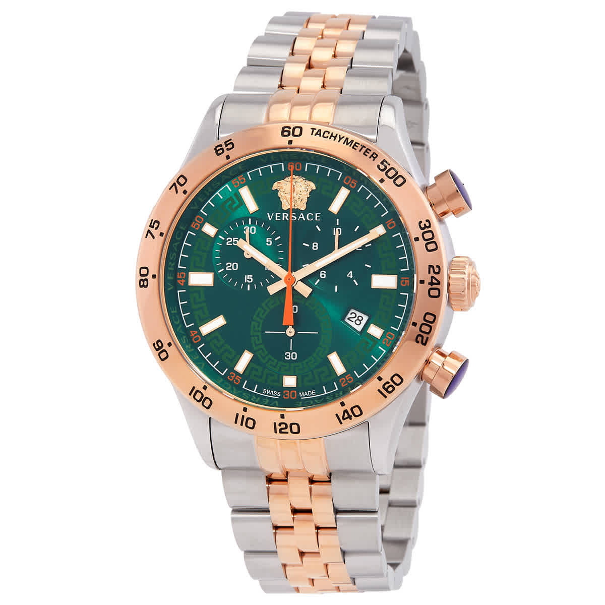 Versace Hellenyium Chronograph Quartz Green Dial Mens Watch VE2U00924 ...