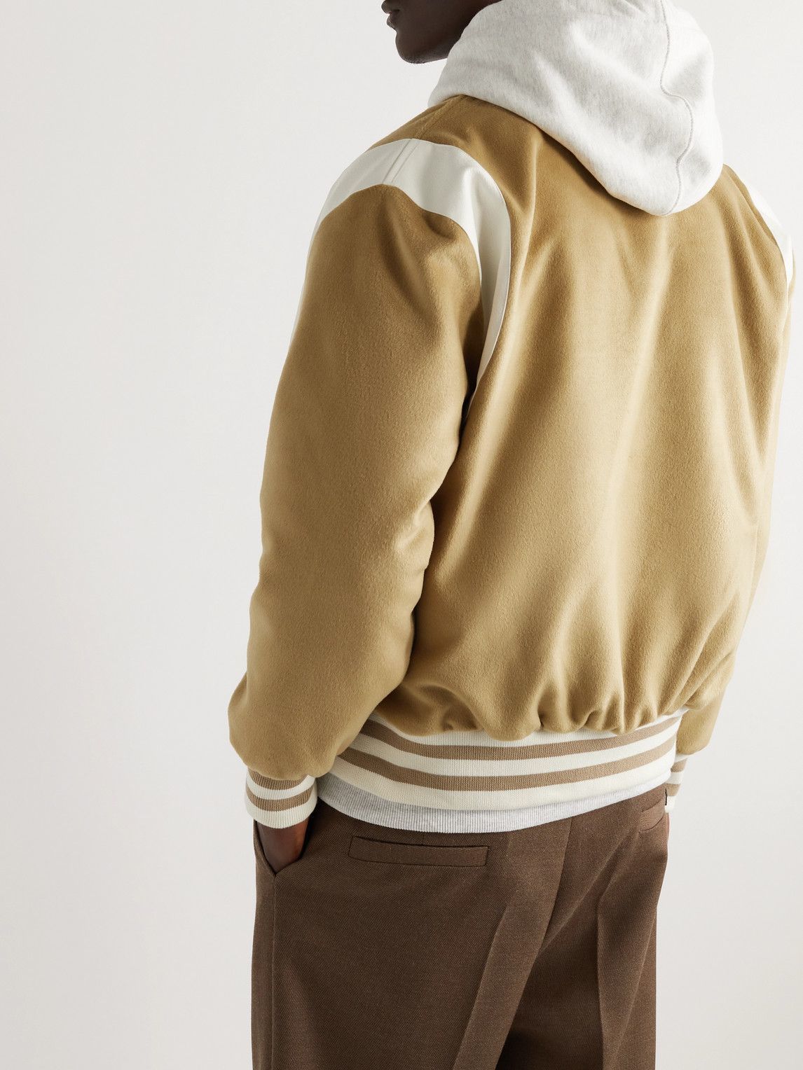 ICECREAM - Logo-Embroidered Felt and Faux Leather Bomber Jacket - Brown ...