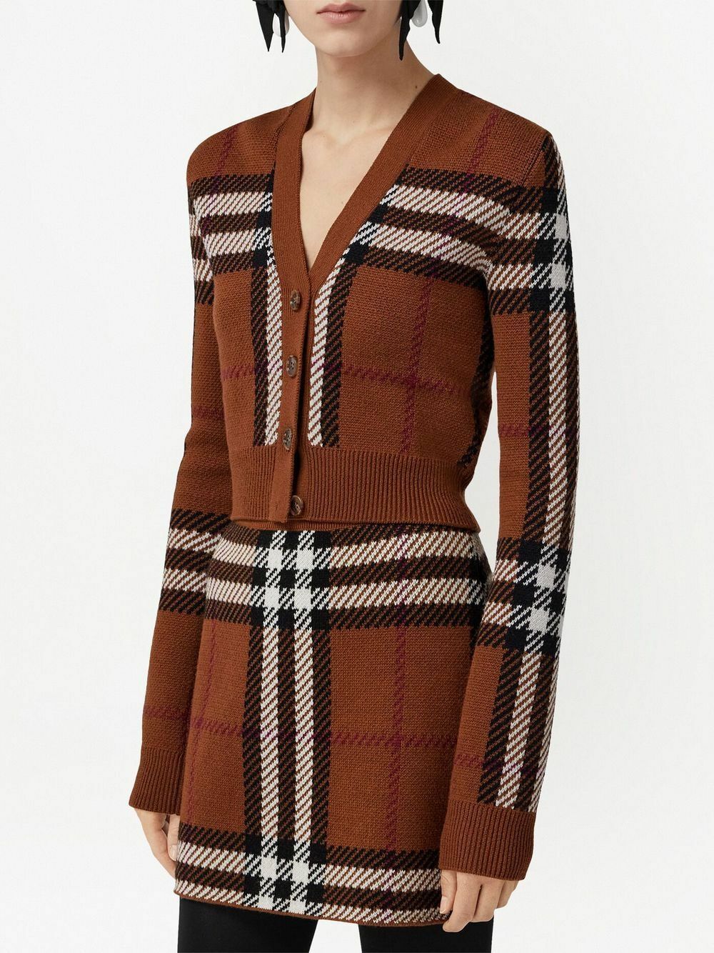 BURBERRY - Check Motif Wool Top Burberry