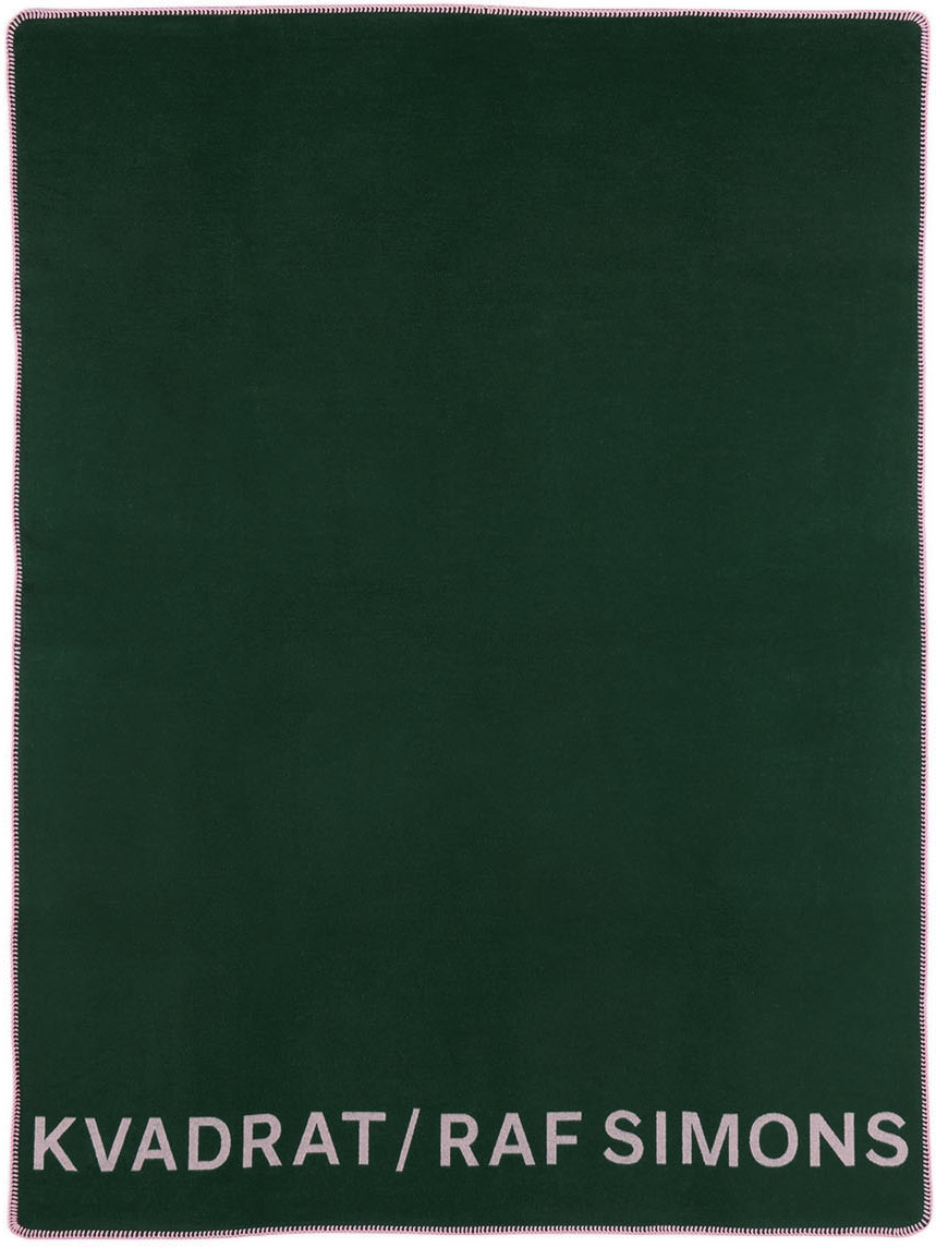 Kvadrat/Raf Simons Green Double-Faced Wool Logo Throw
