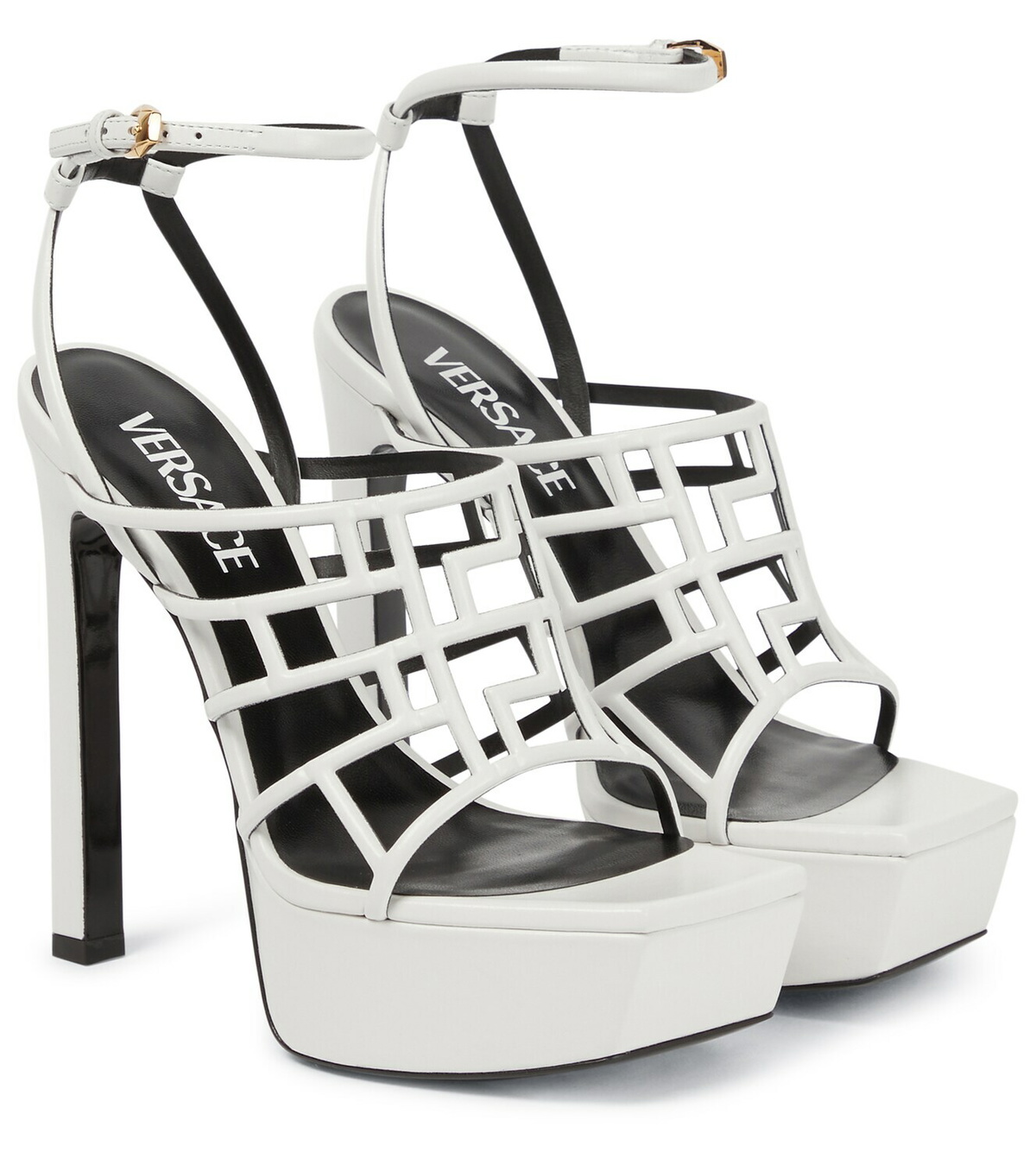 Versace Greca leather platform sandals Versace