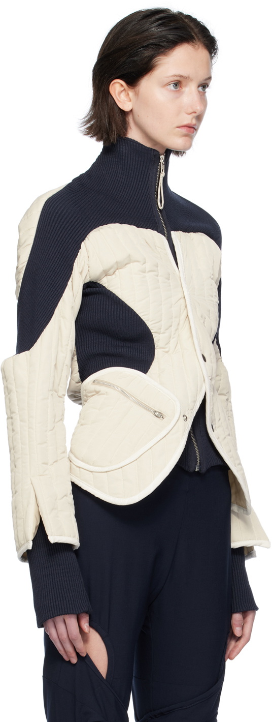 Ottolinger Beige & Blue Quilted Jacket Ottolinger