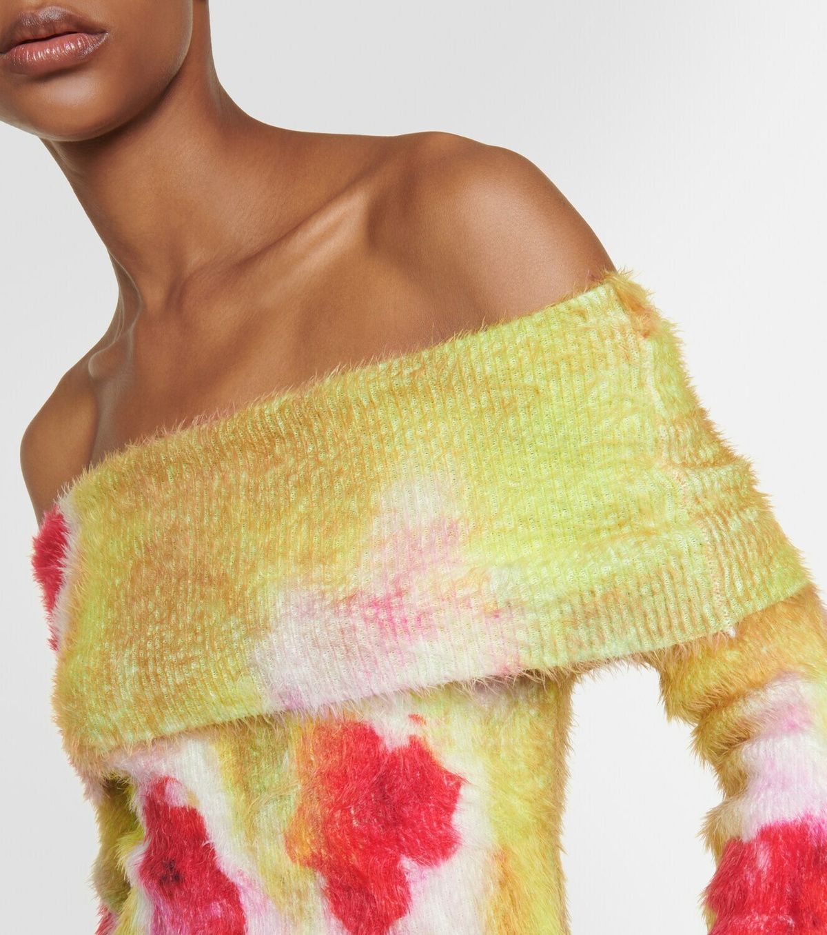 Acne Studios Floral off-shoulder knit sweater Acne Studios