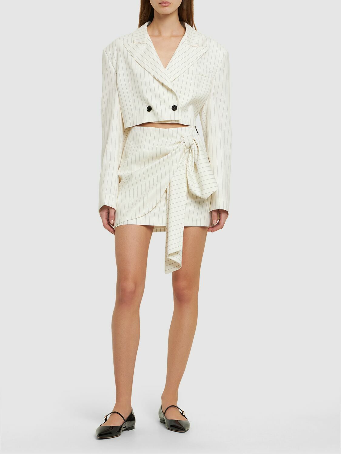 MSGM - Pinstriped Wool Crop Jacket MSGM