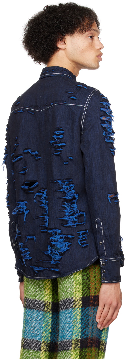 Marni Blue Distressed Shirt Marni