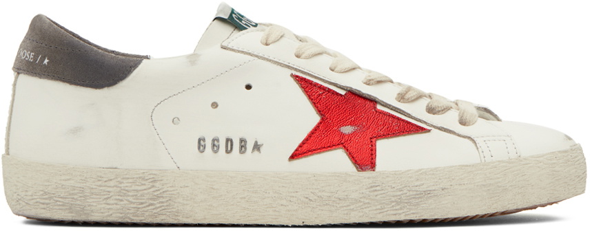 Golden Goose White & Red Super Star Sneakers Golden Goose Deluxe Brand
