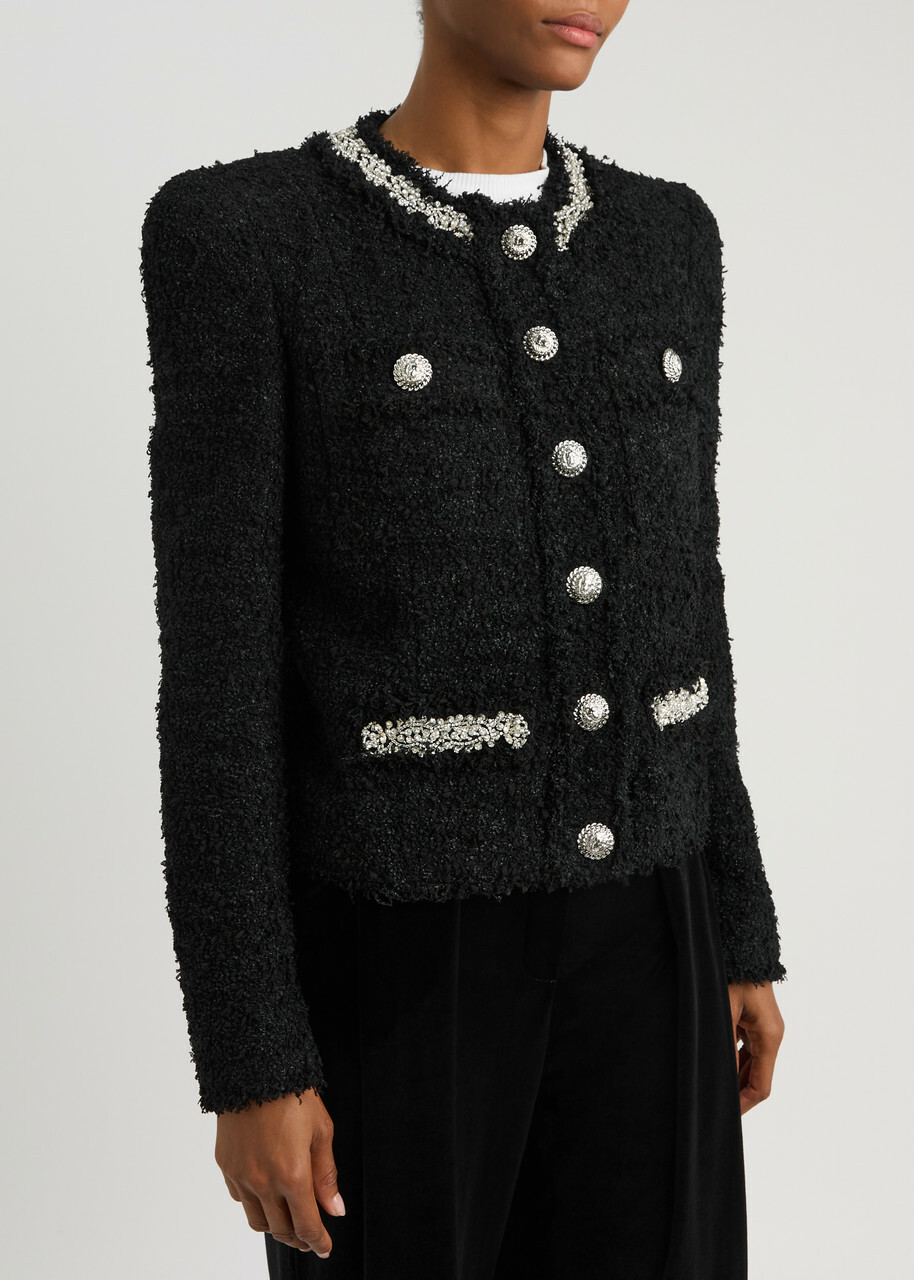 Balmain Embellished Bouclé Tweed Jacket Black Balmain