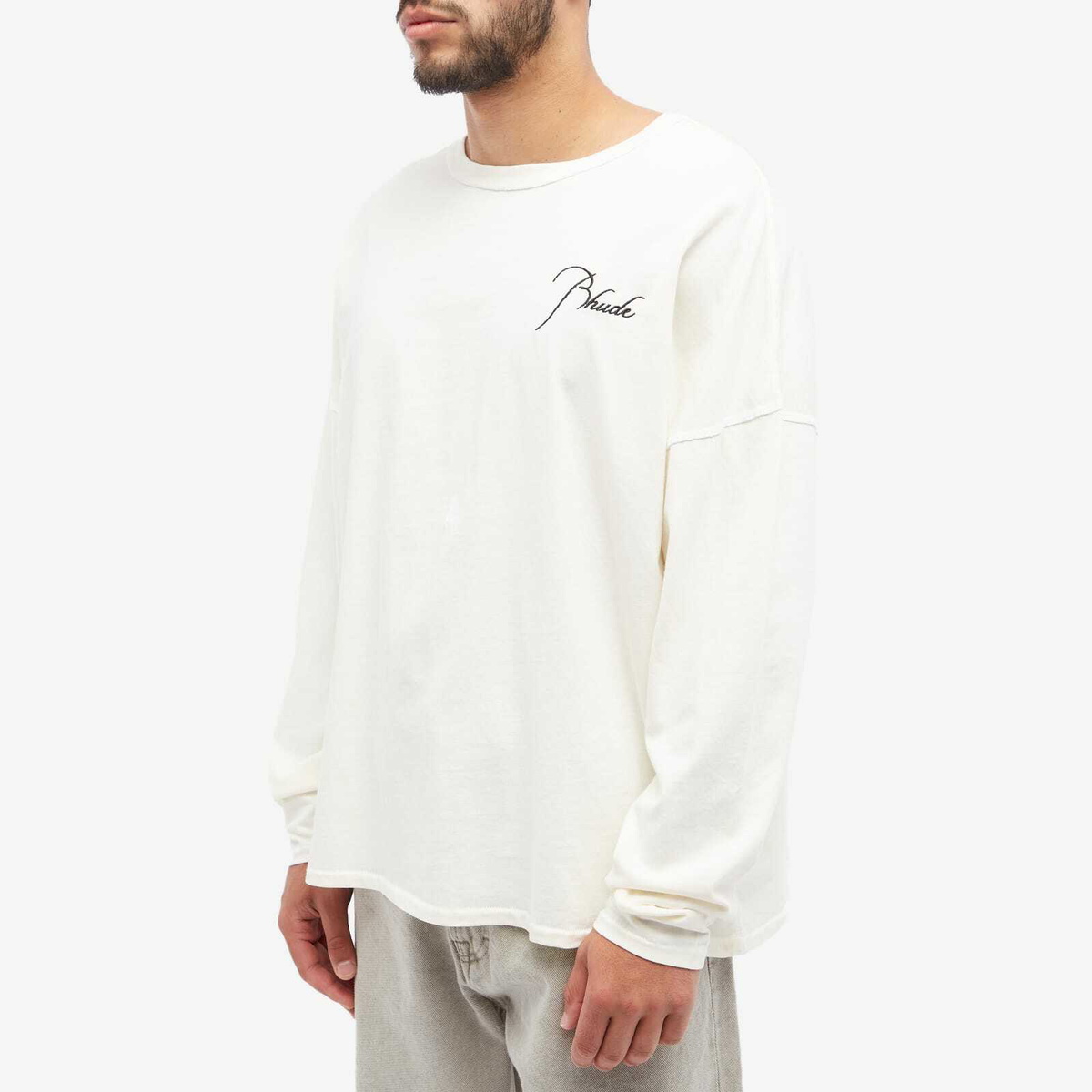 Rhude Men's Long Sleeve Reverse T-Shirt in Vintage/White Rhude