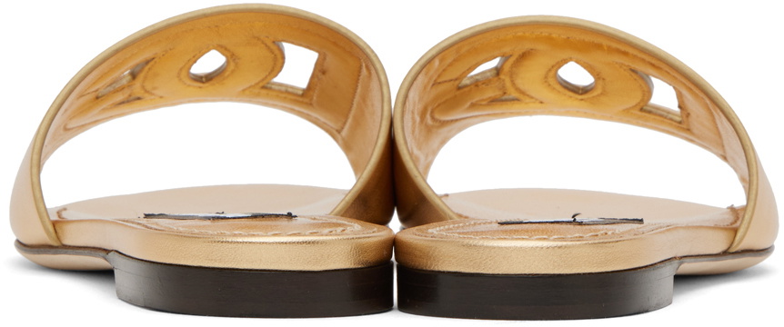 Dolce & Gabbana Gold 'DG' Slides Dolce & Gabbana