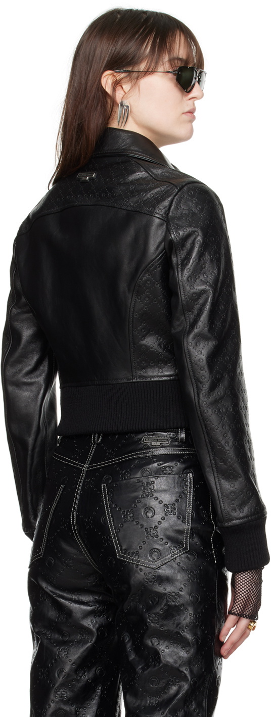 Marine Serre Black Embossed Leather Jacket Marine Serre