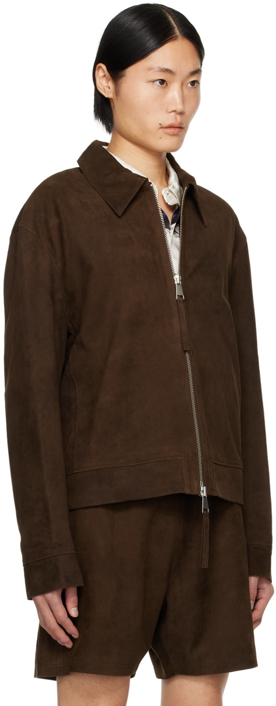COMMAS Brown Zip Leather Jacket Commas