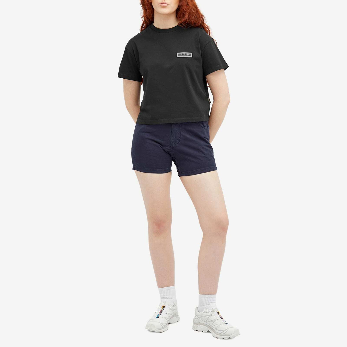 Napapijri Women's Patch Logo Cropped T-Shirt in Black Napapijri