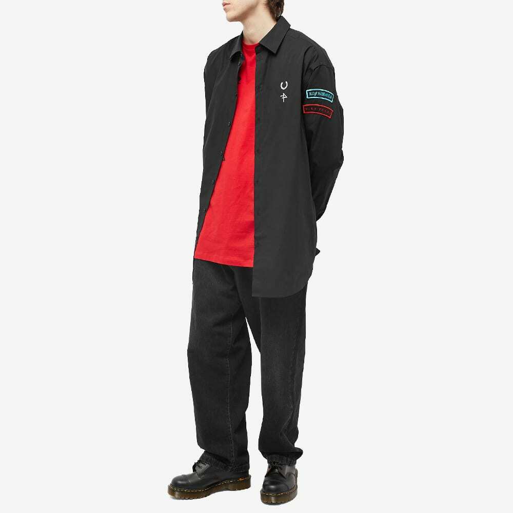 Fred Perry x Raf Simons Patched Oversized Shirt in Black Fred Perry