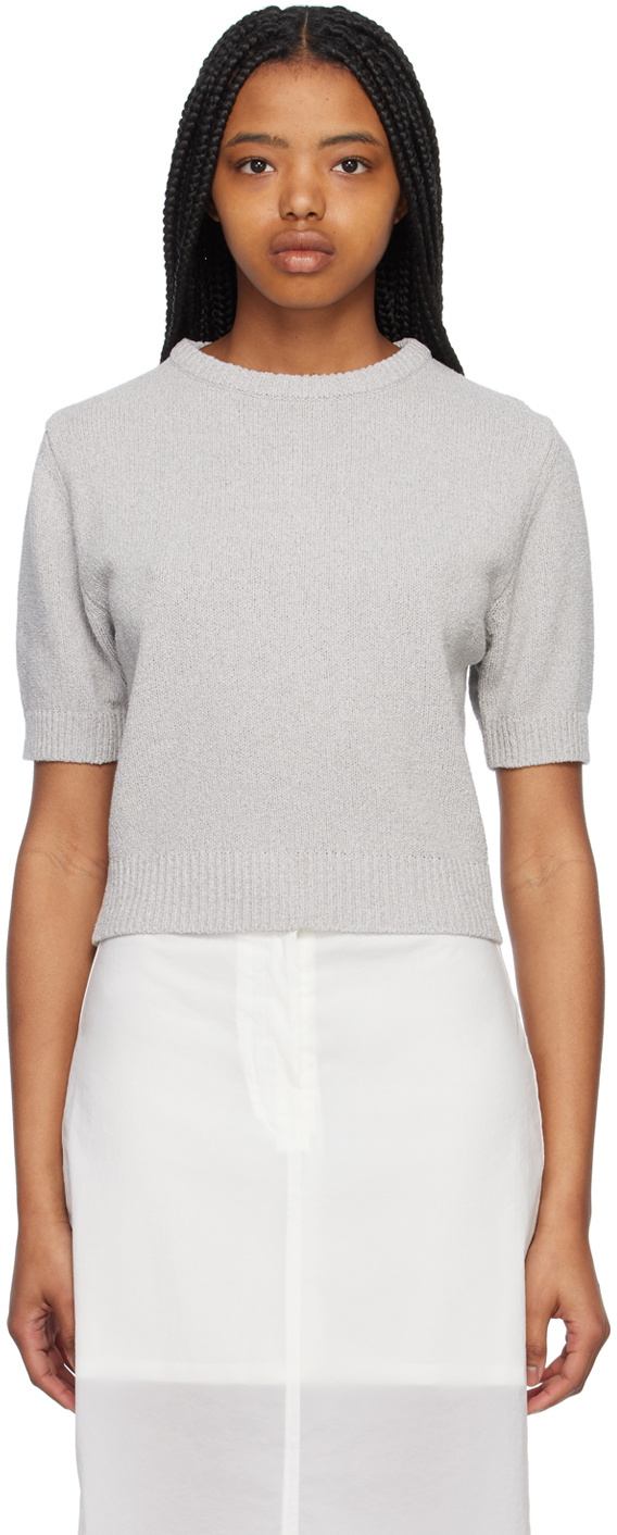 AMOMENTO Gray Back Cutout Sweater AMOMENTO