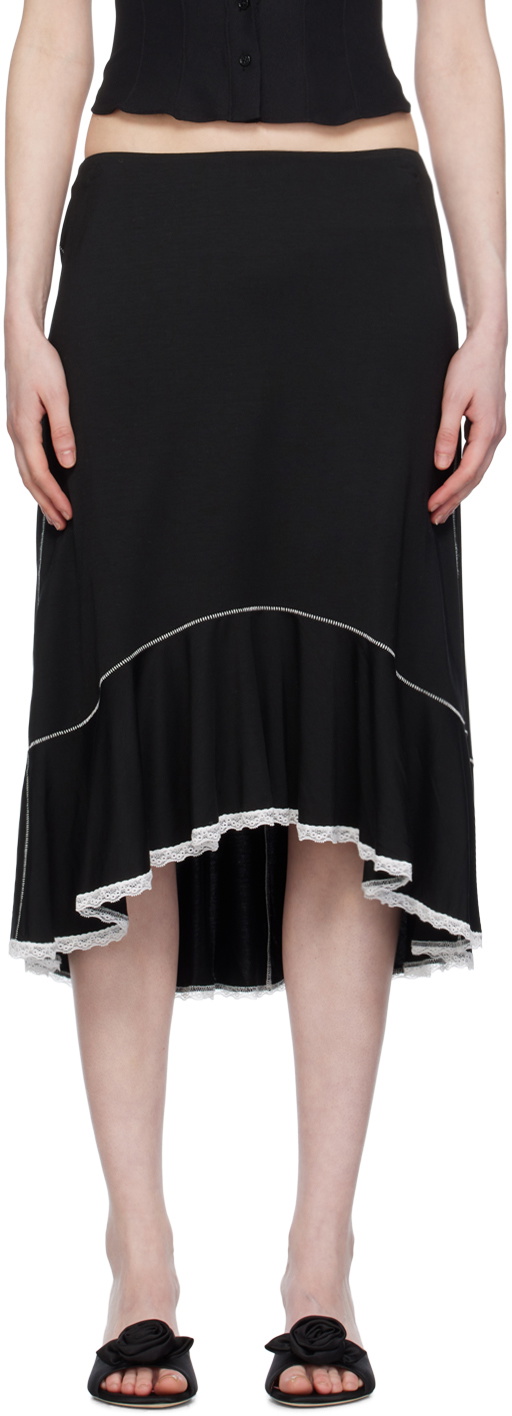 GUIZIO Black Dainty Midi Skirt GUIZIO