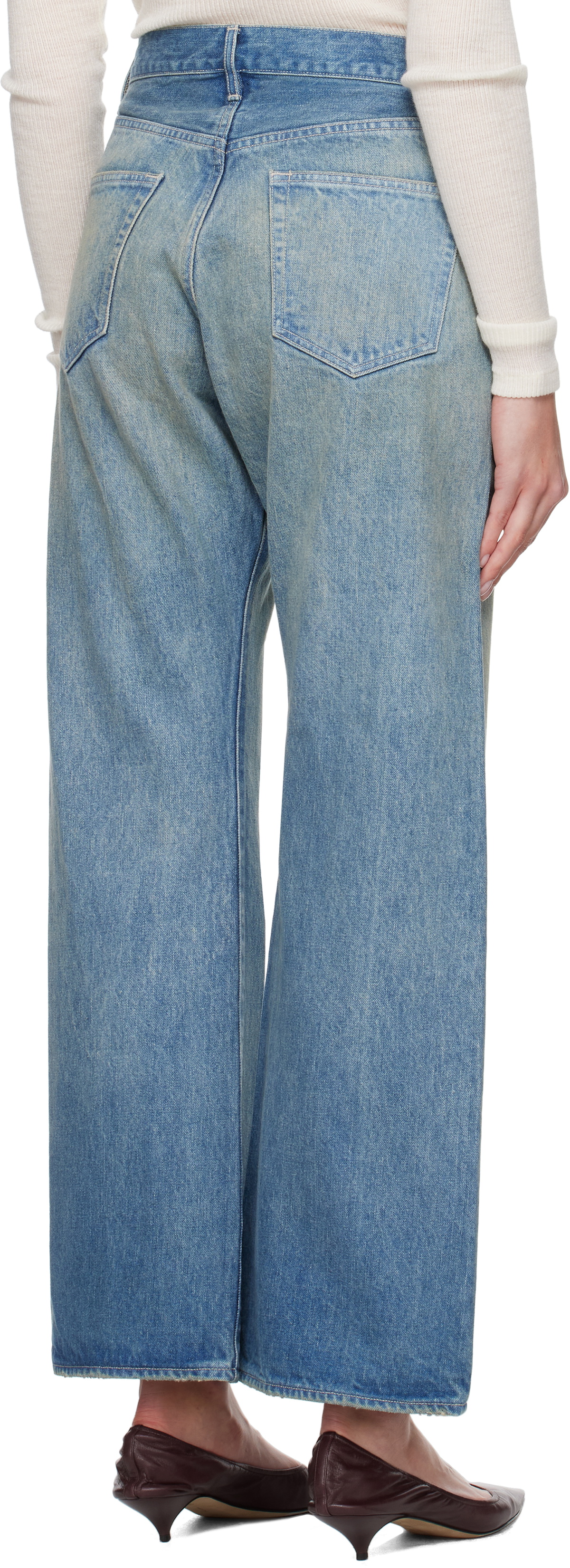 AURALEE Blue Selvedge Faded Heavy Jeans Auralee