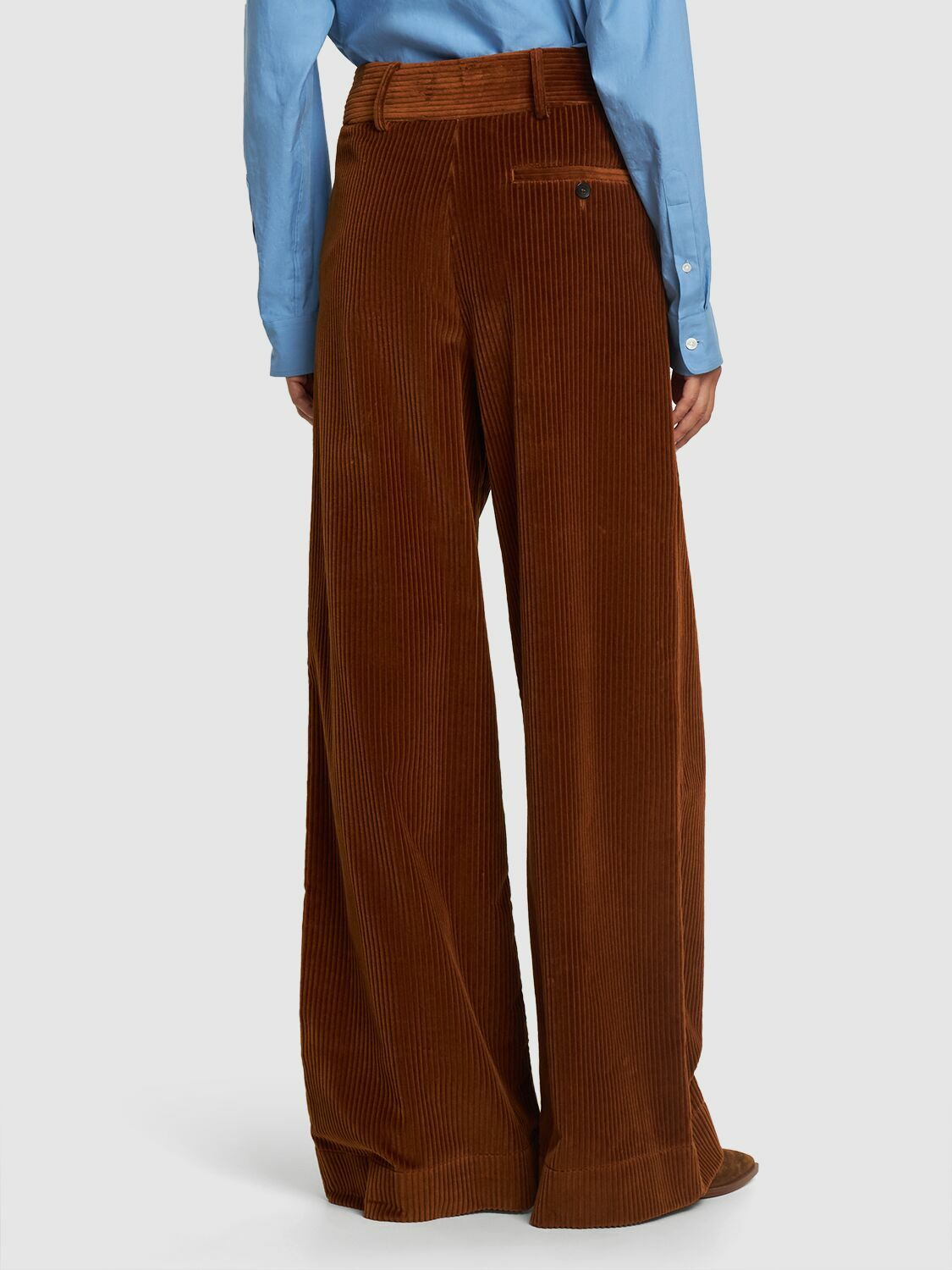 ETRO - Corduroy Cotton Mid Rise Wide Pants Etro