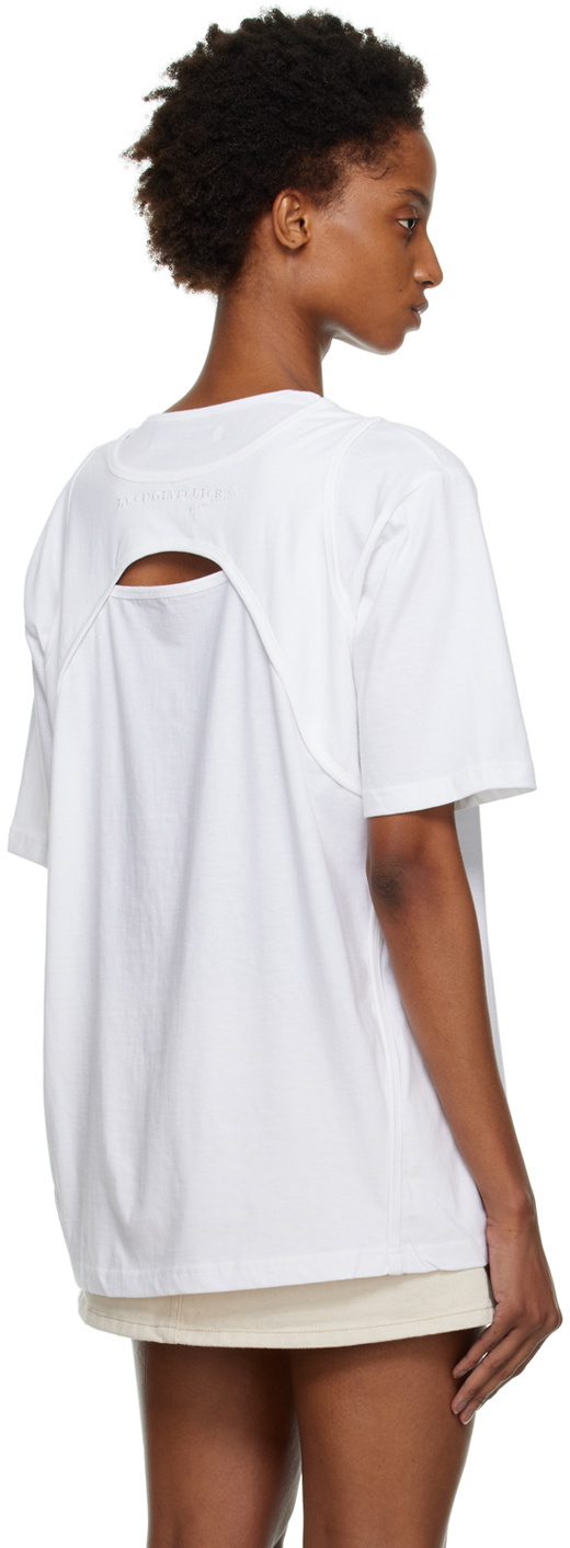 lesugiatelier White Cut-Out T-Shirt lesugiatelier
