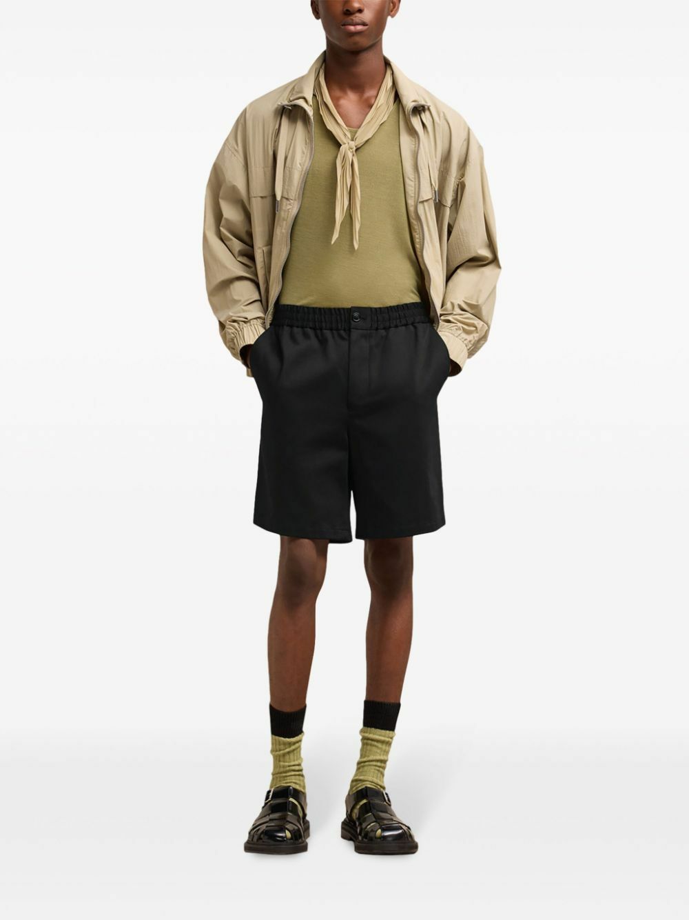 AMI Paris Black Cotton Chino Shorts AMI