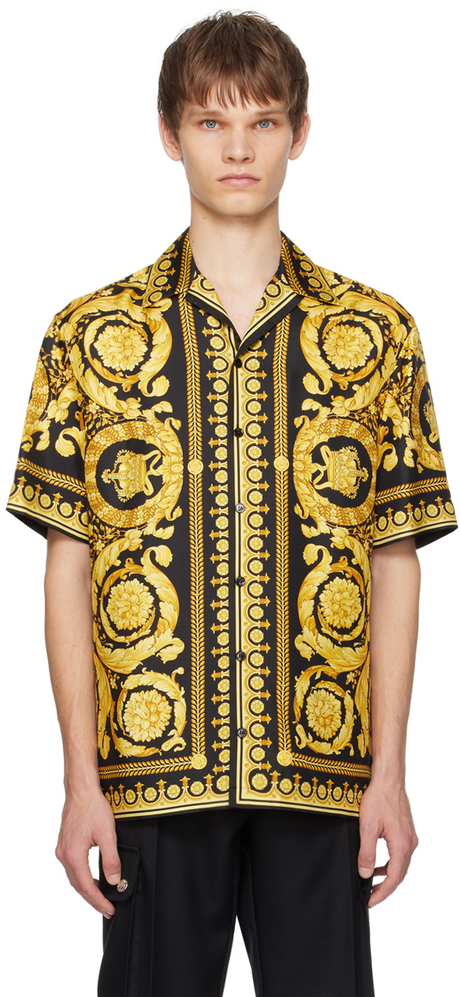 Versace Black Barocco Silk Shirt Versace