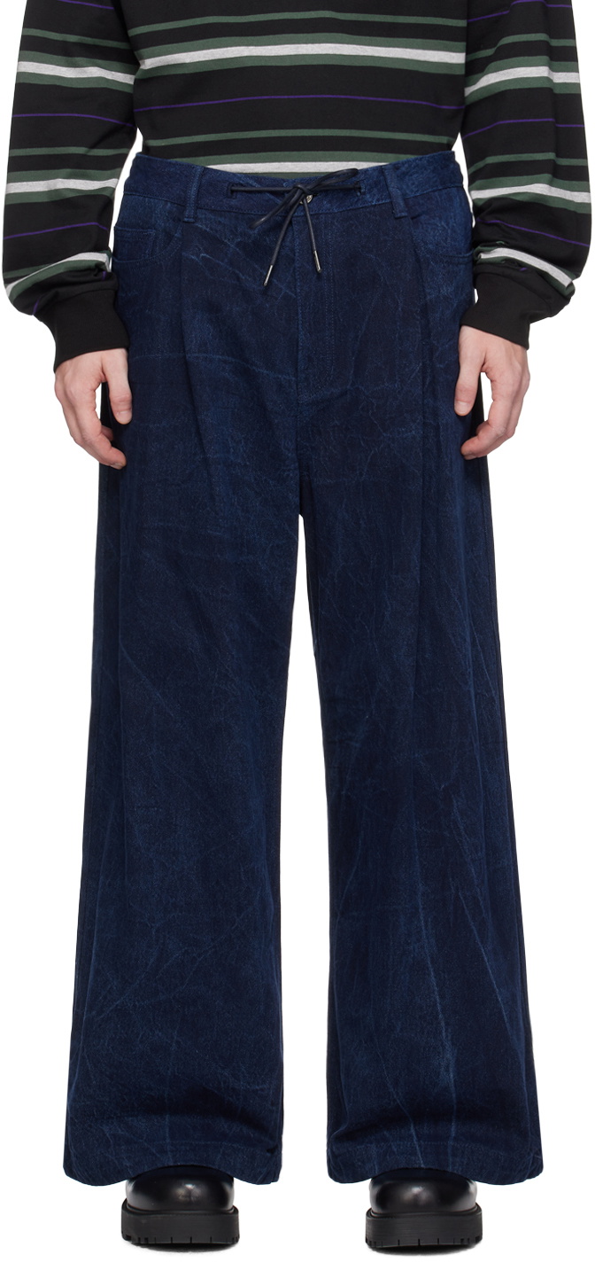 Juun.J Indigo Oil-Washed Wide Jeans Juun.J