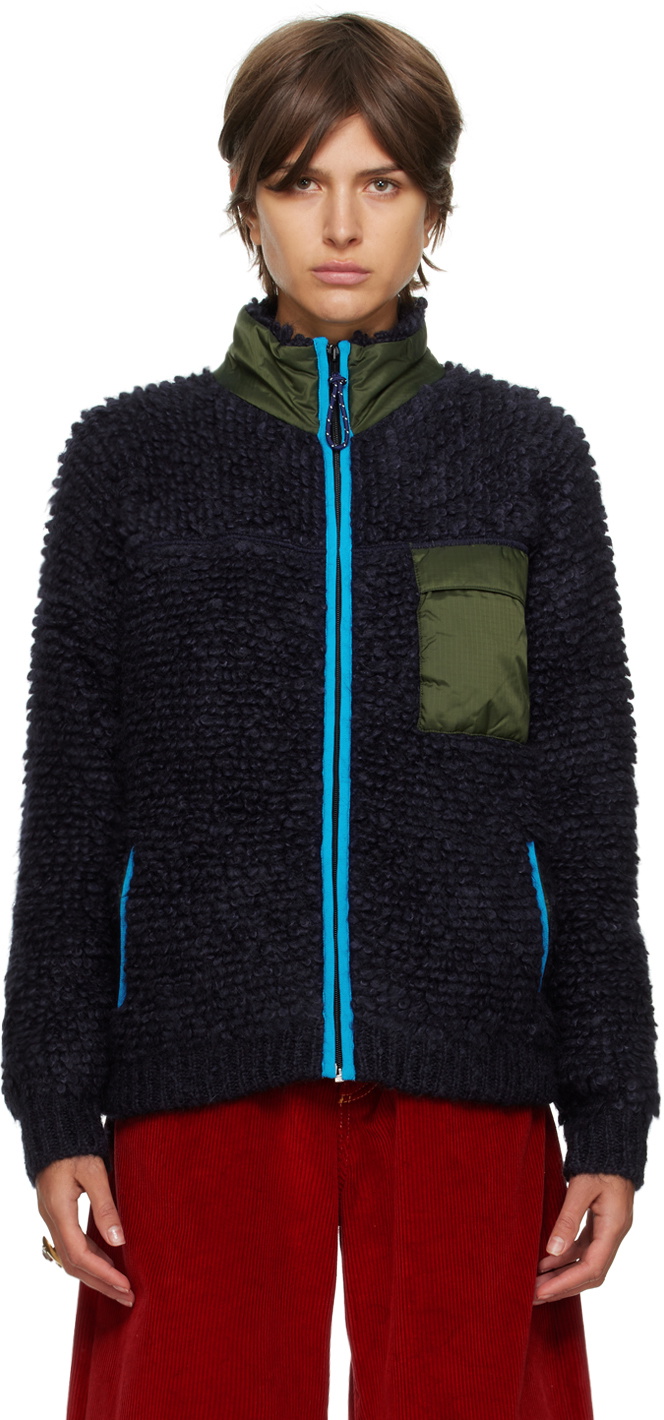 Marni Navy Iris Zip-Up Sweater Marni