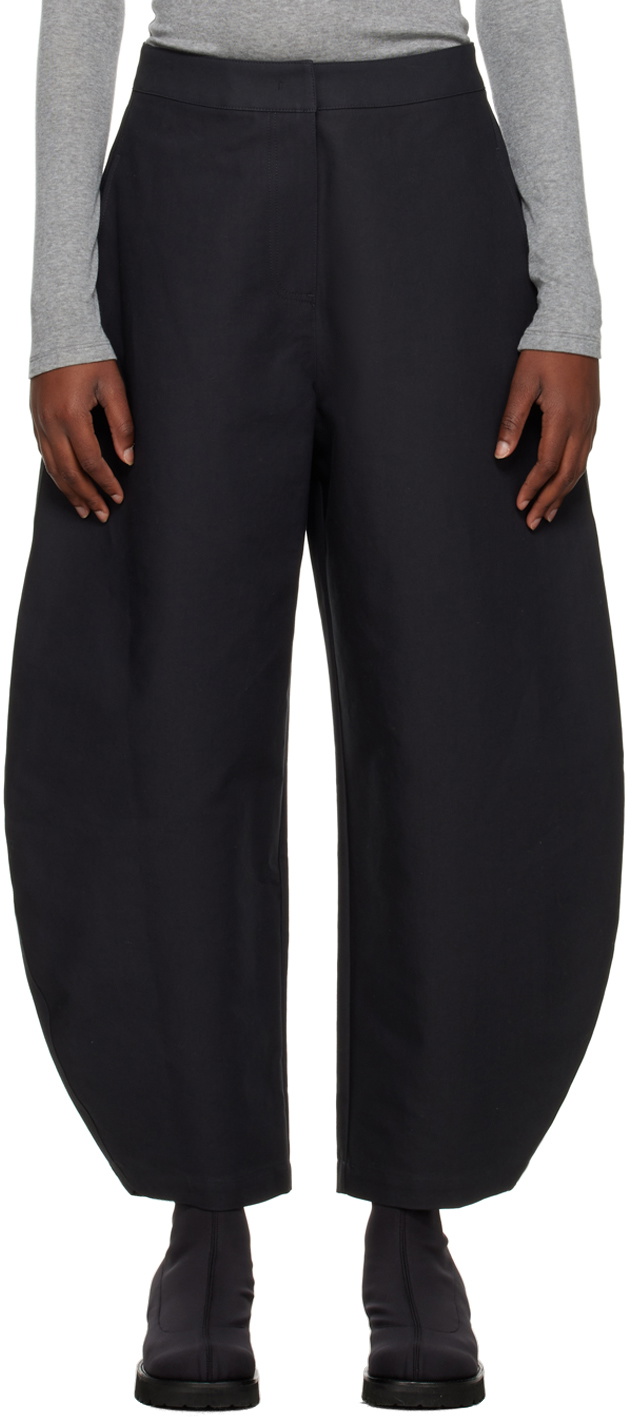 AMOMENTO Black Curved Leg Trousers AMOMENTO